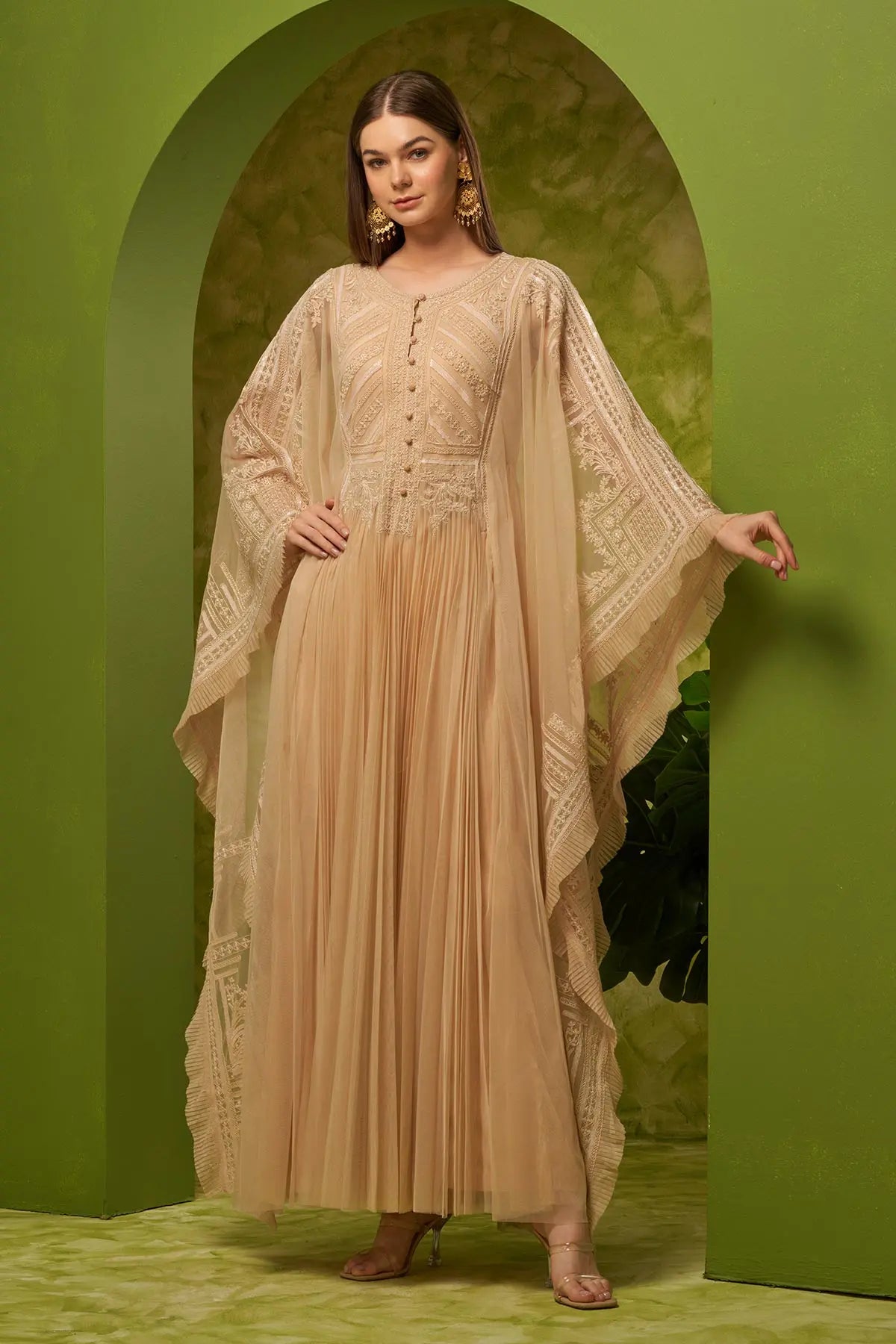 Asther Beige Eid Kaftan - Shaira Fashions Women's dresses Riyadh