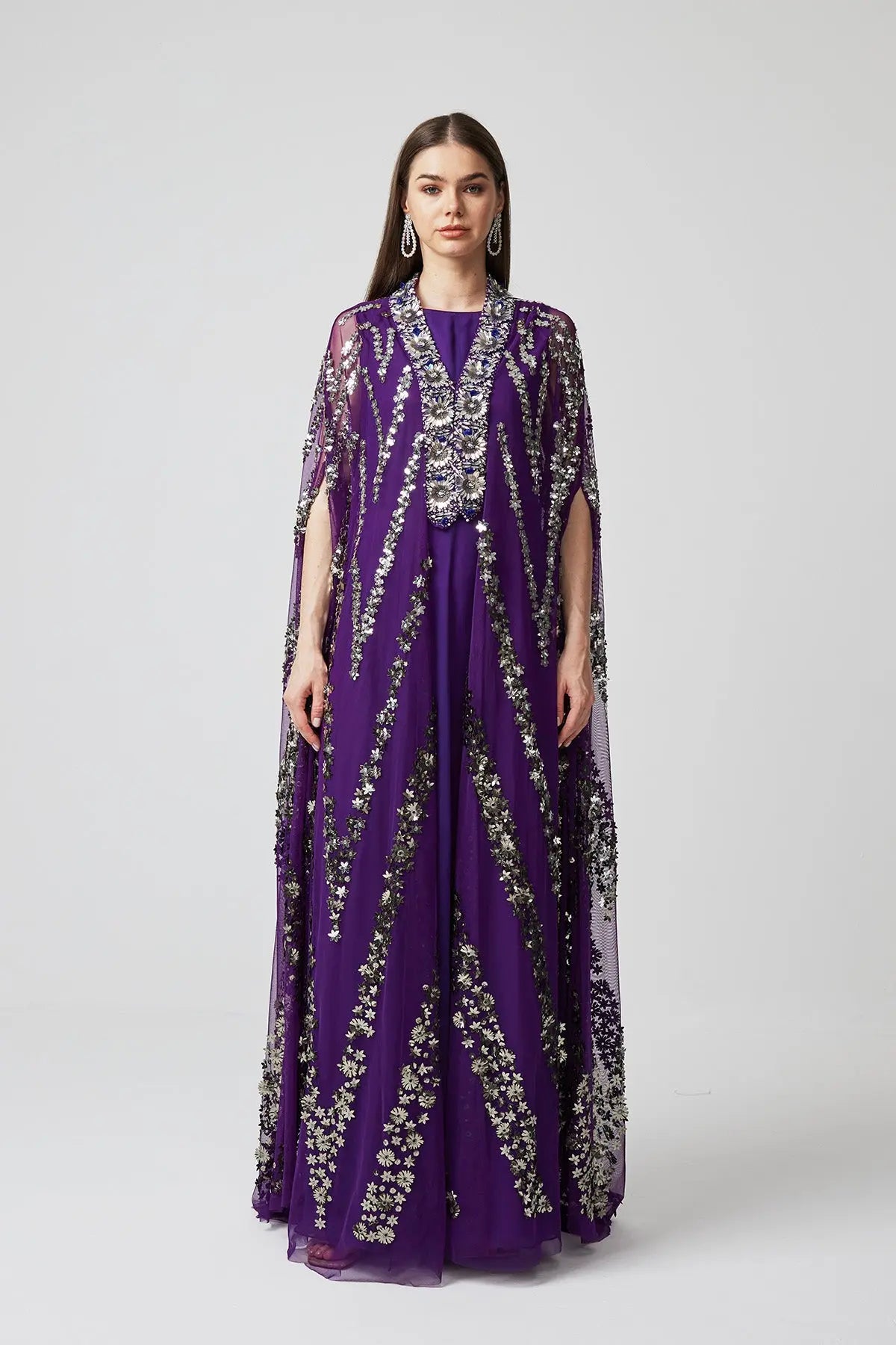LULWAH PURPLE CAPE DRESS - Shaira Fashions Women's dresses Riyadh