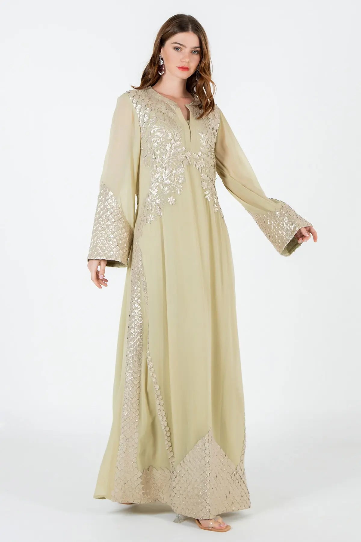 Josephine-A - Jade Green Gold - Shaira Fashions Women's dresses Riyadh