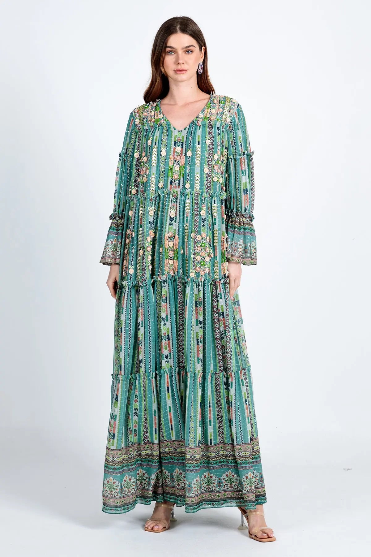8001 GREEN - Shaira Fashions Women's dresses Riyadh