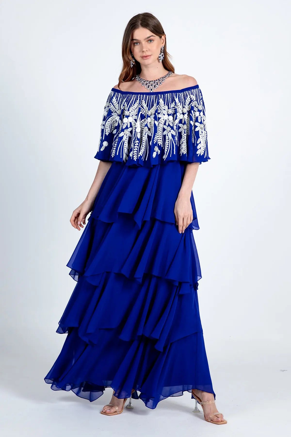 Royal Blue Ruffle Dress – Shaira Fashions